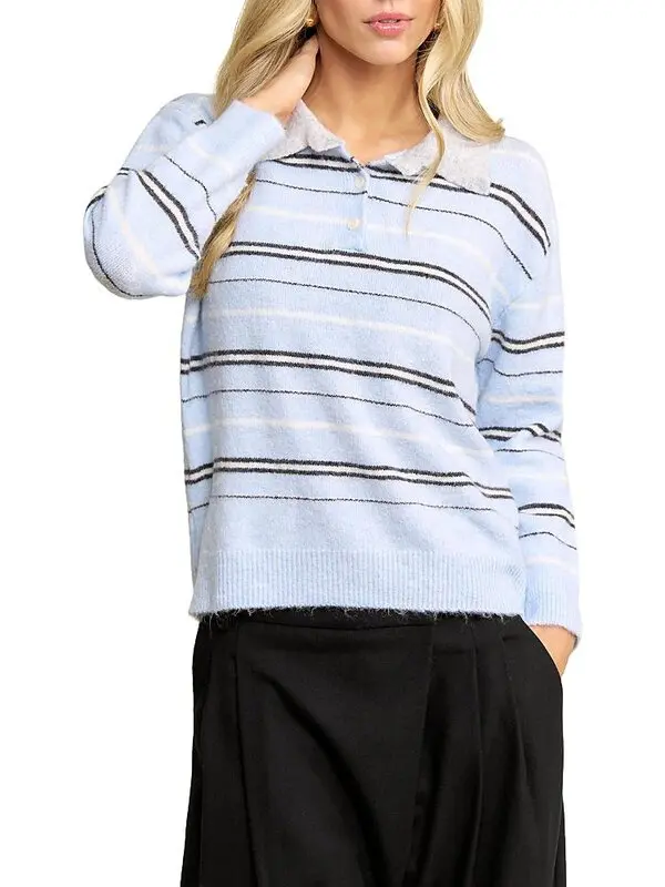 ELEVATOR DISCO Lucy Polo Sweater - Light Blue