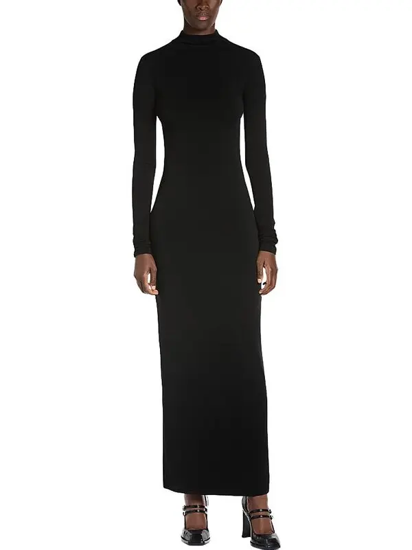 Alexander McQueen Long Sleeve Lace Trim Maxi Dress - Black