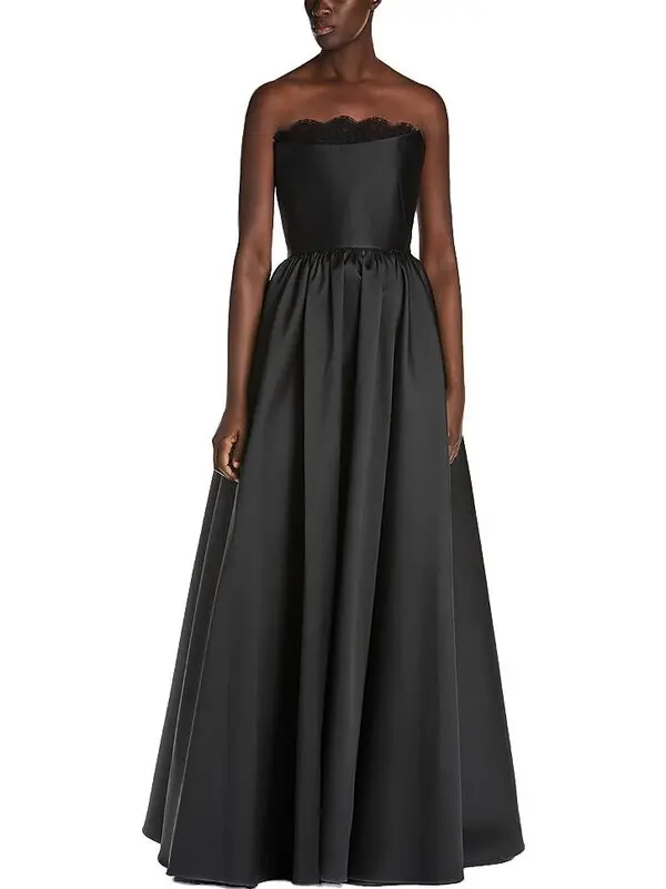 Alexander McQueen Lace Trim Strapless Gown - Black