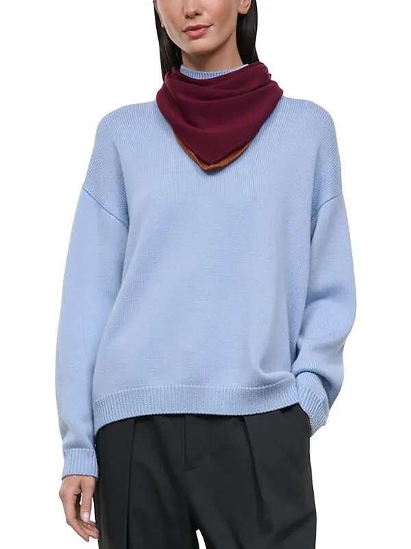 Staud Winston Wool Scarf Sweater - Powder Blue Multi