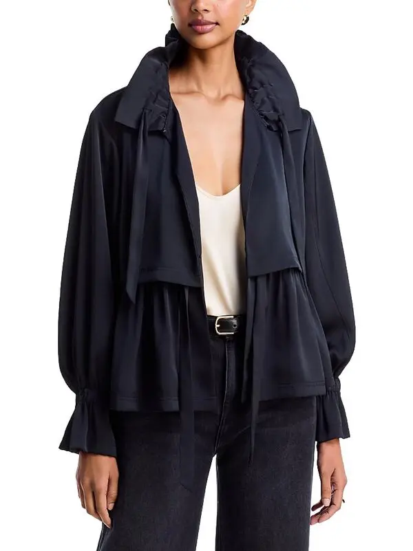 Cinq À Sept Azira Tie Neck Flared Cuff Jacket - Black