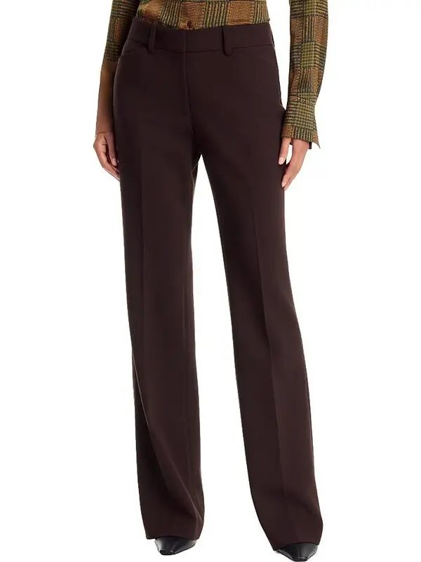 Lafayette 148 New York Reade Wool-blend Flare Leg Pants - Truffle