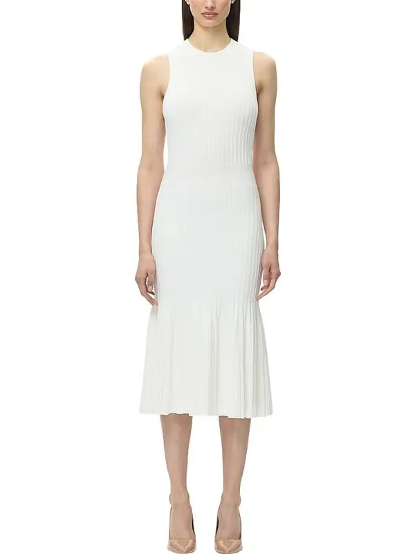 Herve Leger The Lauren Flare Hem Midi Dress - Alabaster