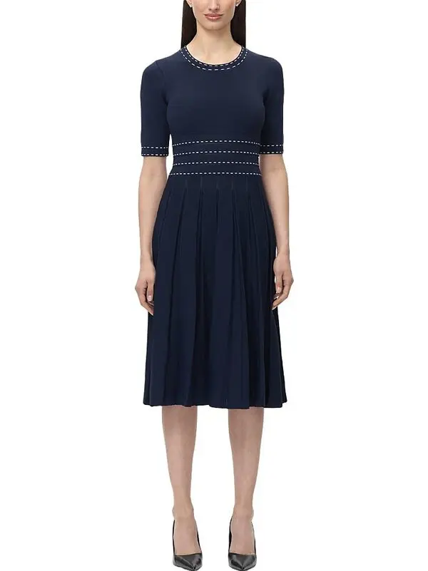 Herve Leger Kimberly Box Pleat Dress - Storm/alabaster