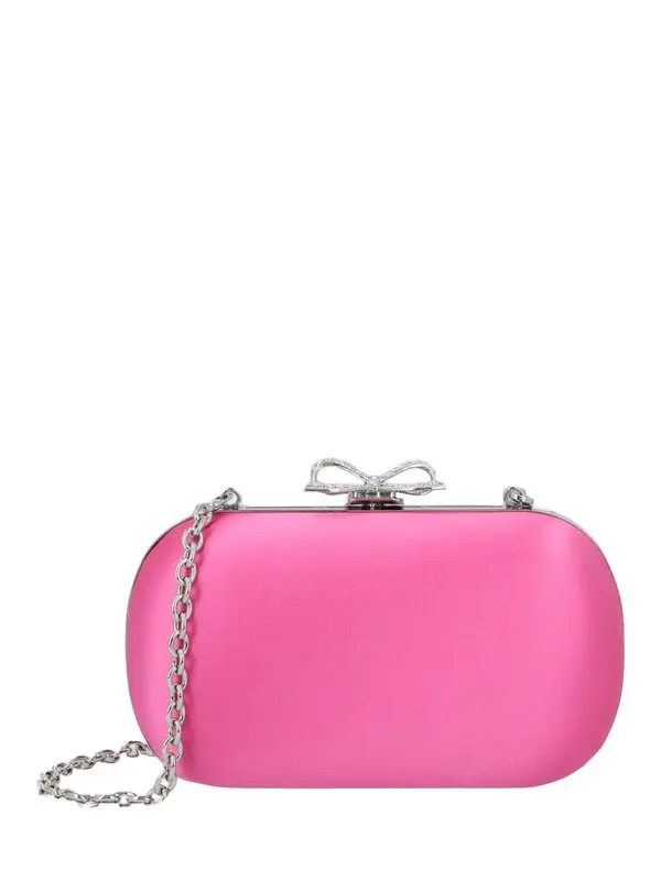 SELF-PORTRAIT Bow Clasp Clutch Bag With Chain Strap - Pink