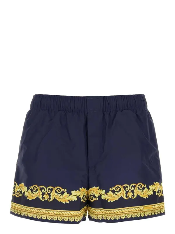 Versace Printed Polyester Swim Shorts - Blue