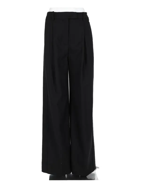Herno Wide-leg Tailored Trousers In Wool Blend - Black