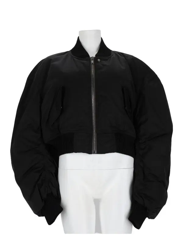 Rick Owens Cropped Bomber Jacket With Ribbed Details - Black