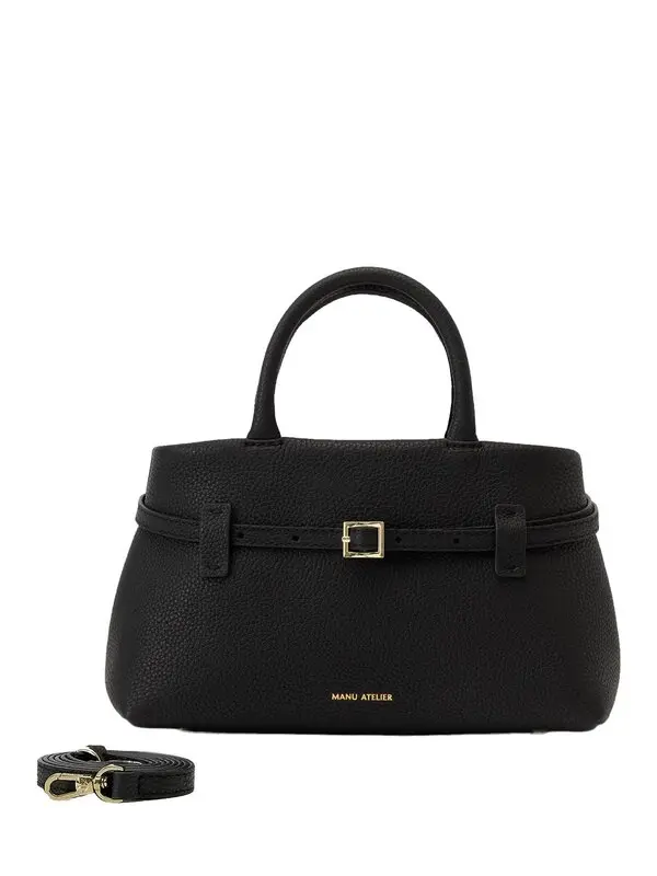 Manu Atelier Le Cambon 25 Hammered Leather Handbag - Ebony