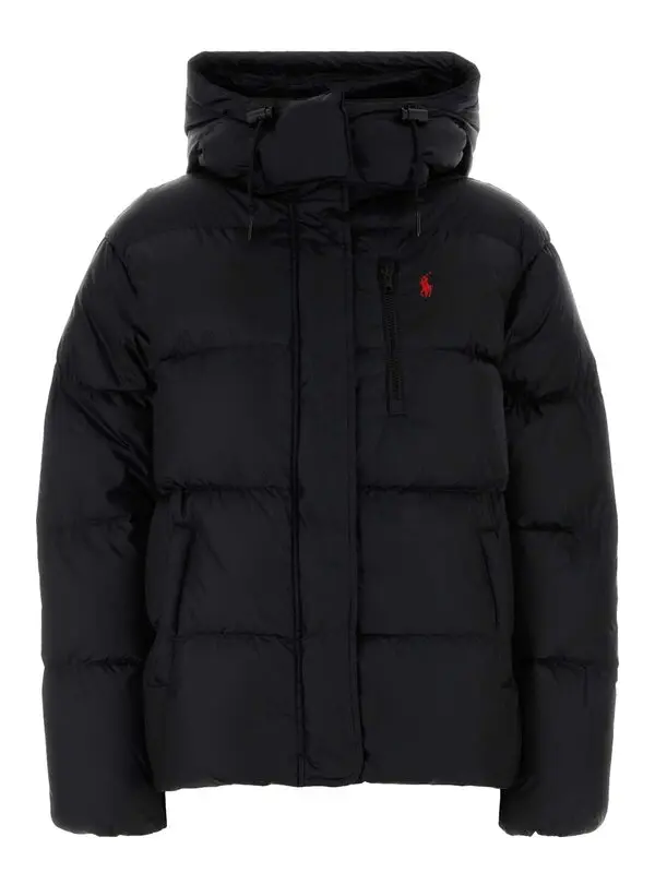 Polo Ralph Lauren Nylon Hooded Down Jacket With Logo Detail - Black