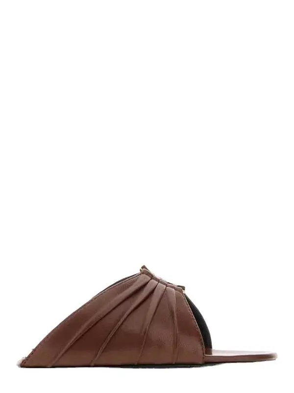 Saint Laurent Nappa Leather Slippers - Brown