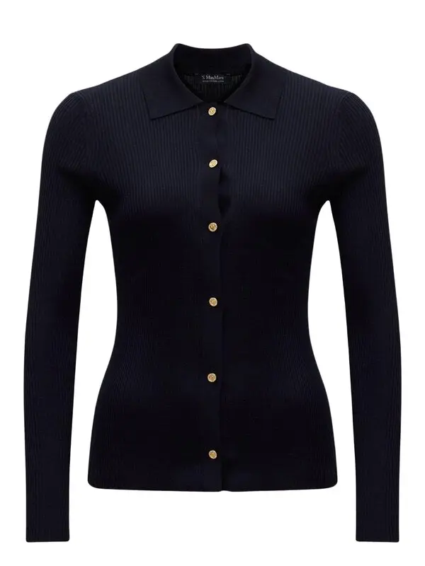 Max Mara Ribbed Knit Cardigan - Navy