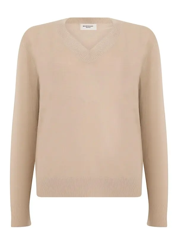 Max Mara V-neck Long-sleeve Sweater - Beige