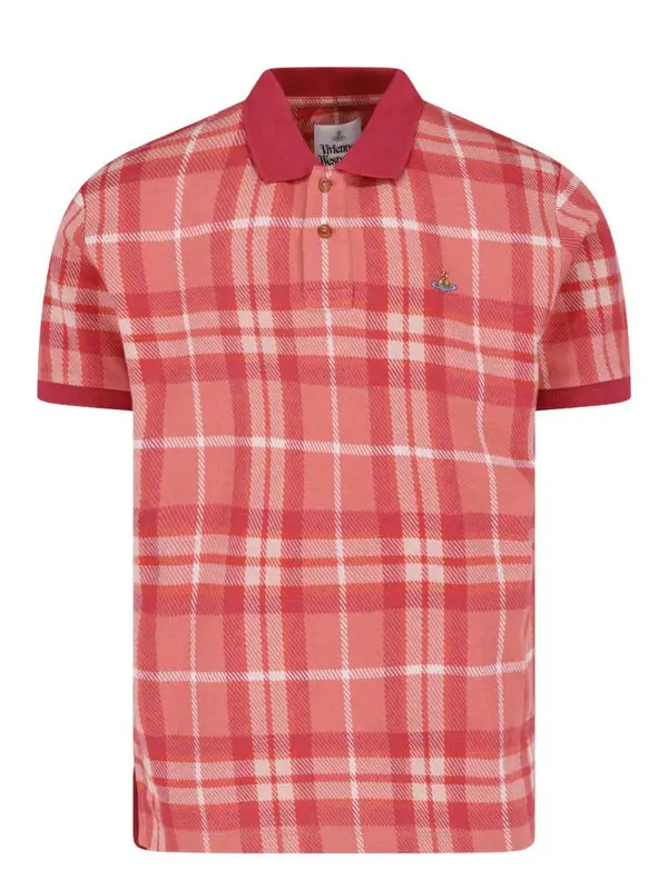 VIVIENNE WESTWOOD Plaid Cotton Polo Shirt - Orange