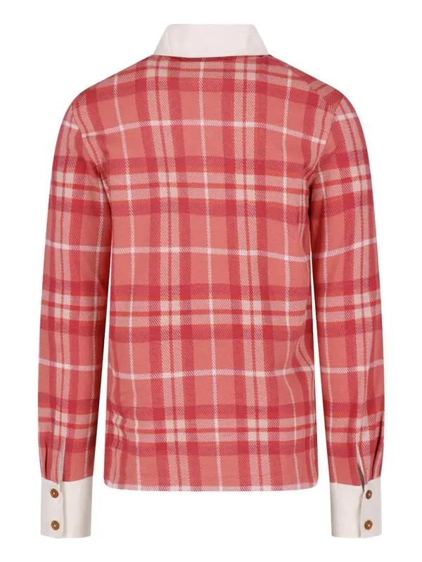 VIVIENNE WESTWOOD Plaid Long-sleeve Polo Shirt - Orange