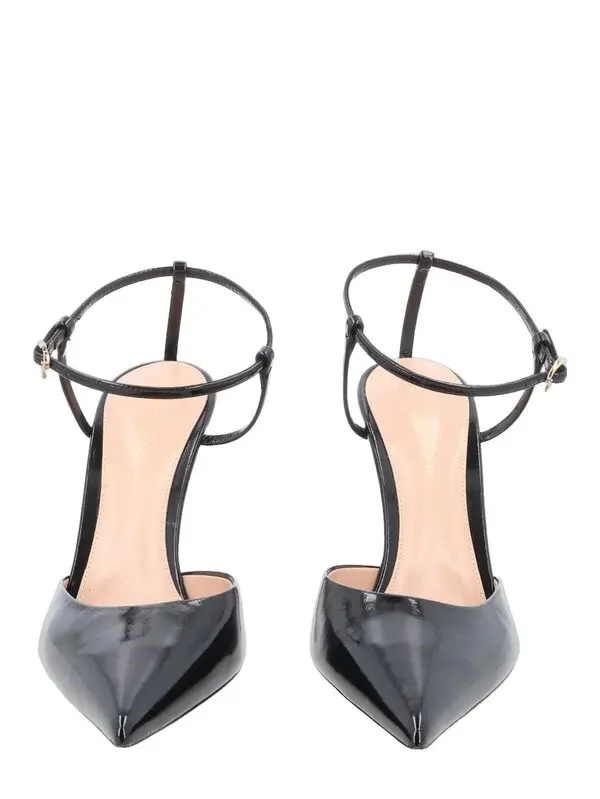 GIANVITO ROSSI Pointed-toe Slingback Heels With Ankle Strap - Black