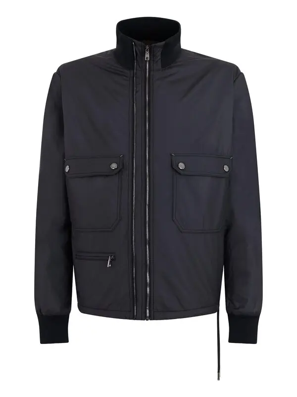 Dolce & Gabbana Zip-front Bomber Jacket With High Collar - Black