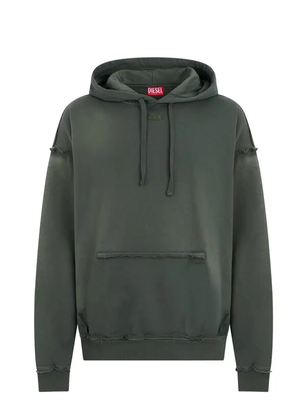 DIESEL® Distressed Cotton Pullover Hoodie - Green