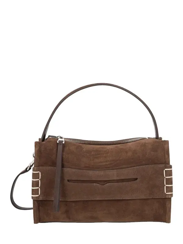 JW Anderson Suede Leather Top Handle Shoulder Bag - Brown