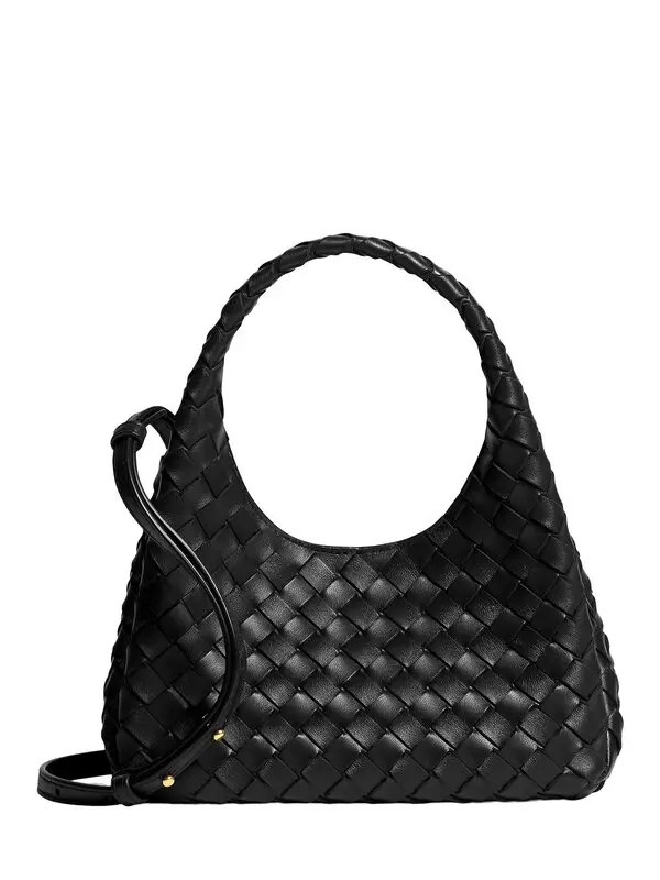 Bottega Veneta Baby Lambskin Campana Shoulder Bag - Black