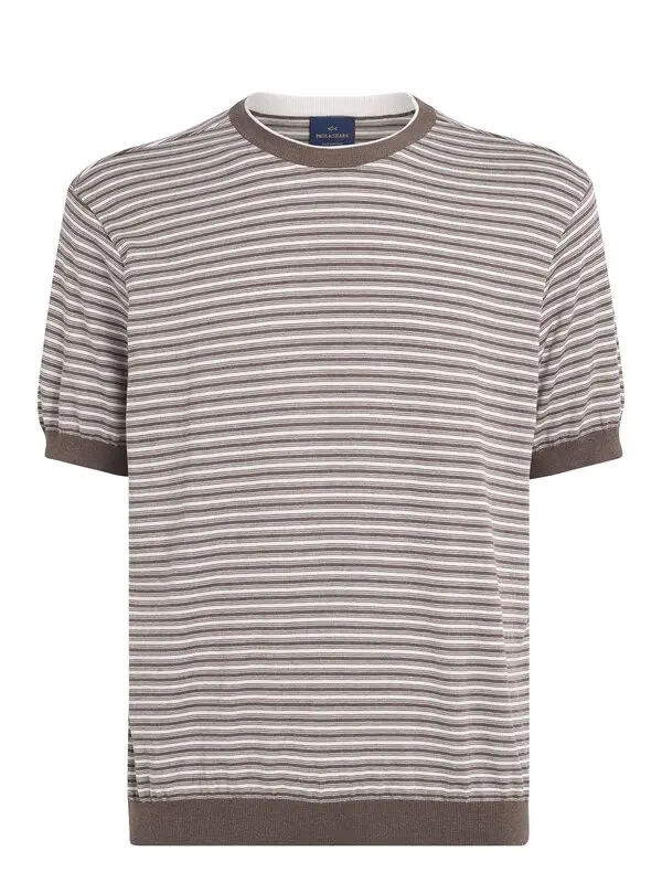 Paul & Shark Silk-cotton Stripe T-shirt - Brown