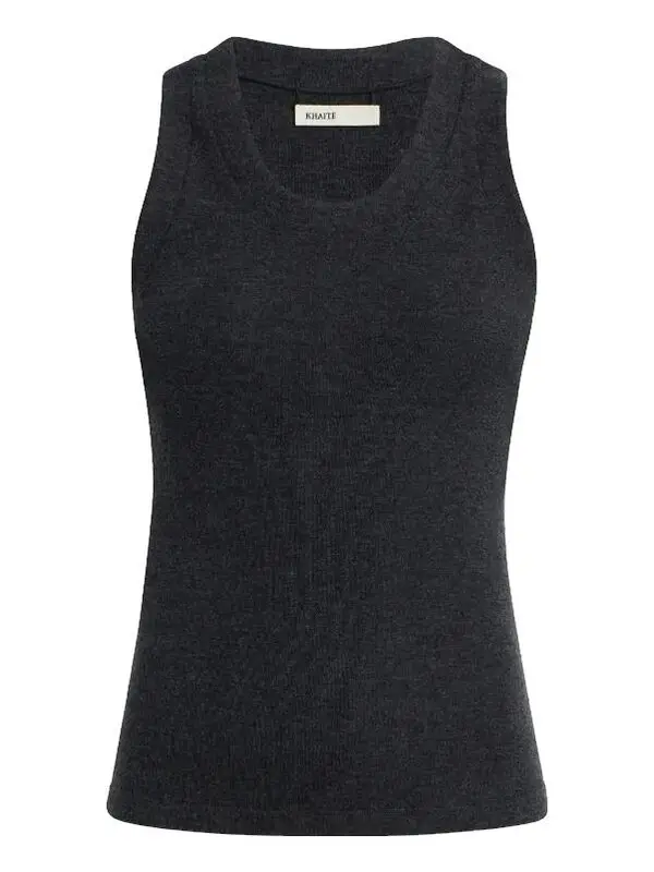 Khaite Isha Sleeveless Ribbed Knit Top - Black