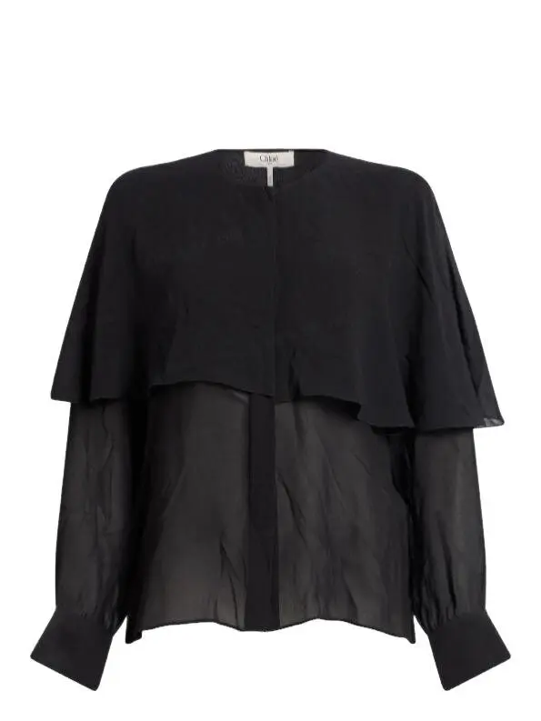 Chloé Long Sleeve Asymmetrical Top - Black