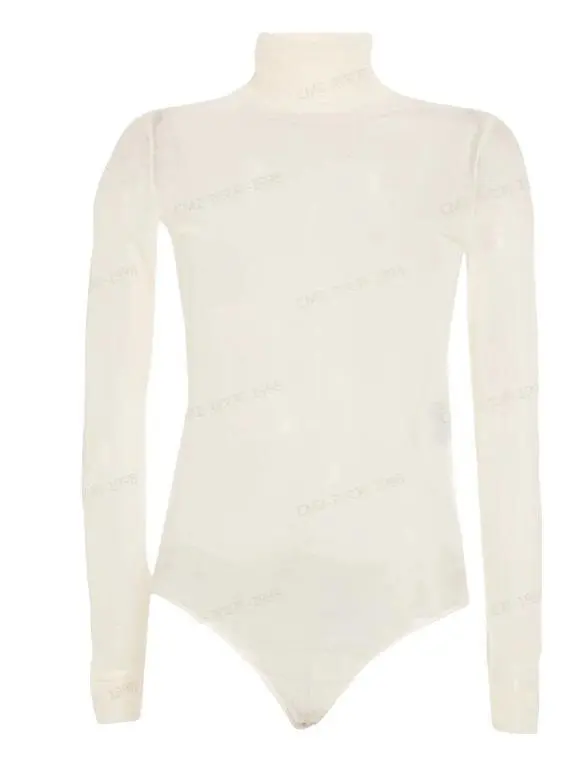 MAISON MARGIELA Long Sleeve Chiffon Bodysuit - Camel
