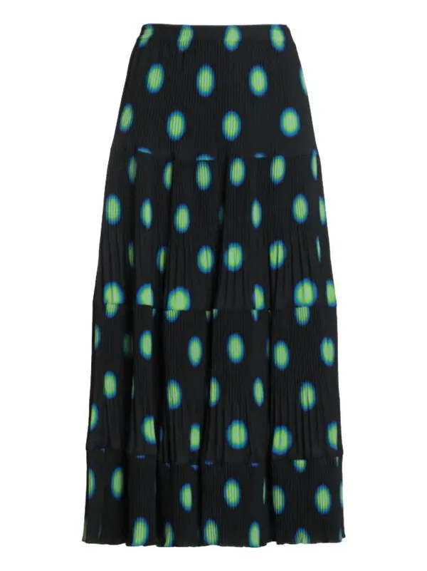 MAISON MARGIELA Polka Dot Pleated Midi Skirt - Black