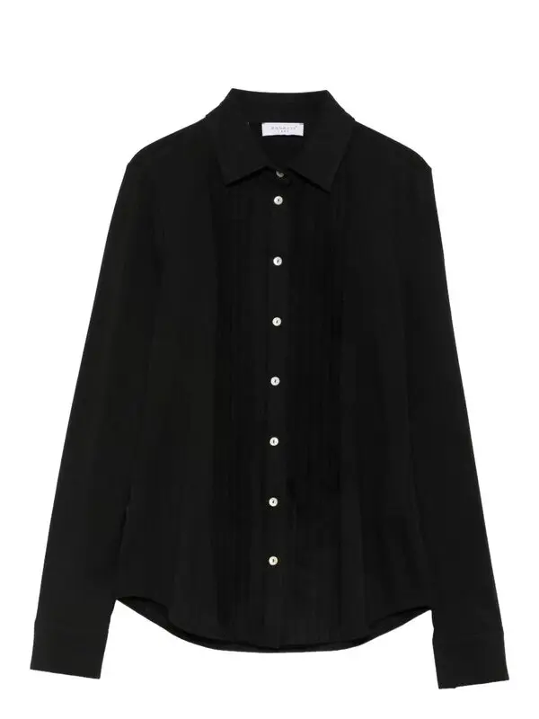ZANETTI Pleated Long-sleeve Shirt - Black