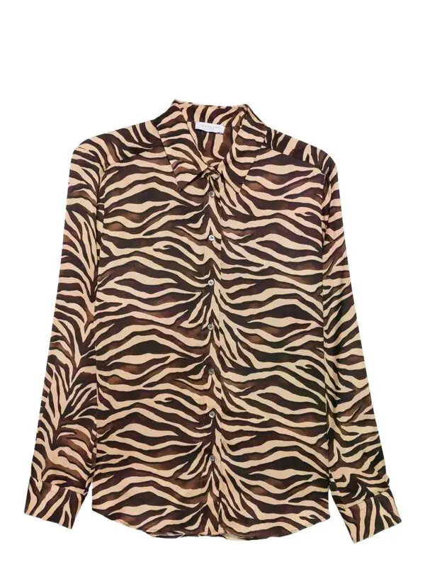 ZANETTI Zebra-print Long-sleeve Shirt - Brown