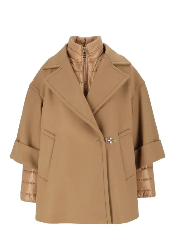 FAY Wool And Cashmere Cape With Quilted Accents - Multicolor