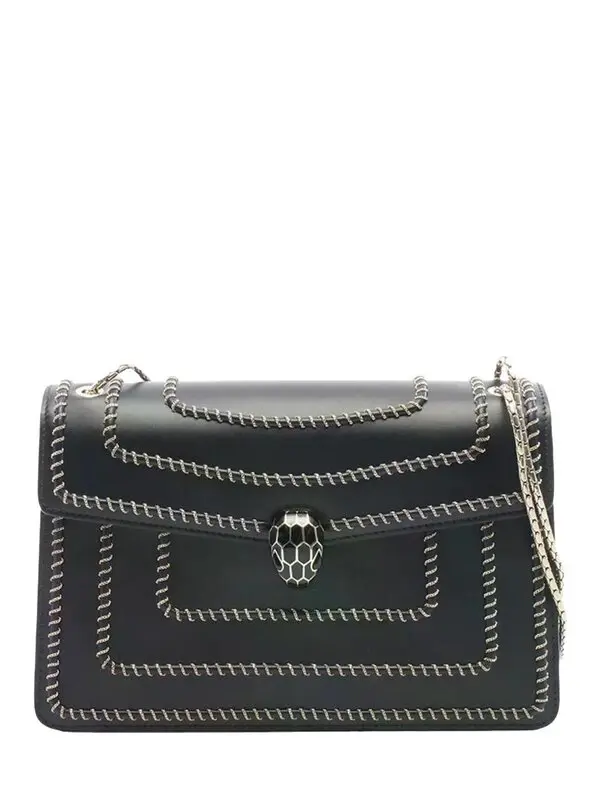 BVLGARI Leather Serpenti Forever Shoulder Bag - Black