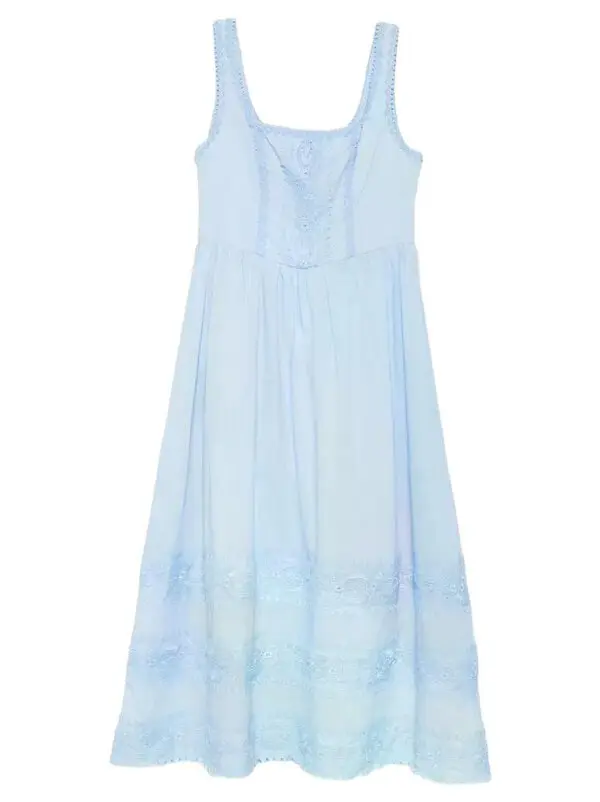 Waimari Alba Lace-trimmed Embroidered Midi Dress - Blue