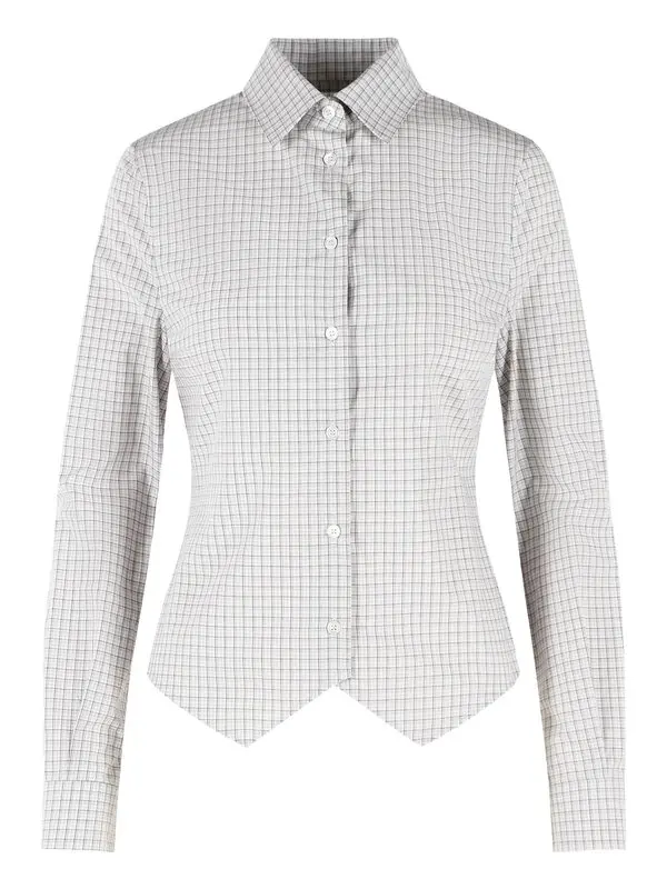 MAISON MARGIELA Beige Cotton Shirt With Checkered Pattern - Cream