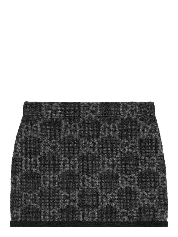 Gucci Tonal Gg Tweed Skirt - Dark Grey