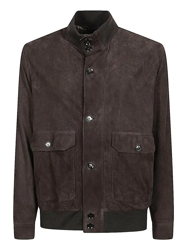 Brioni Suede Leather Jacket With Horn Buttons - Multicolor