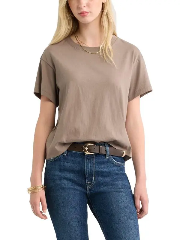 Treasure & Bond Essential Cotton T-shirt With Dropped Shoulders - Brown Walnut