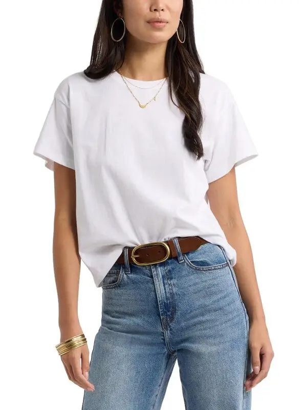 Treasure & Bond Essential Cotton T-shirt With Dropped Shoulders - White