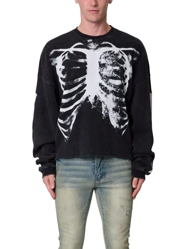 Mnml X-ray Thermal Long Sleeve Graphic T-shirt - Black