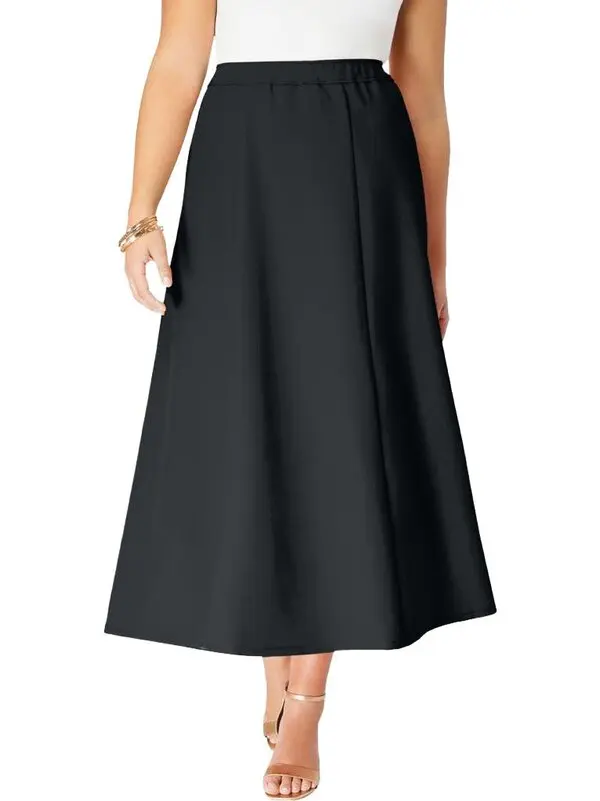 Roaman's Bend Over® A-line Maxi Skirt - Black