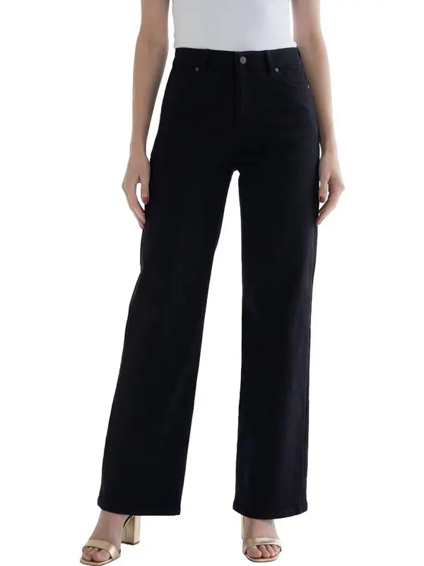 Roaman's 360º Stretch 5 Pocket Wide Leg Jean - Black