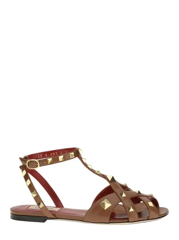 Valentino Garavani Studded Leather Sandals - Brown