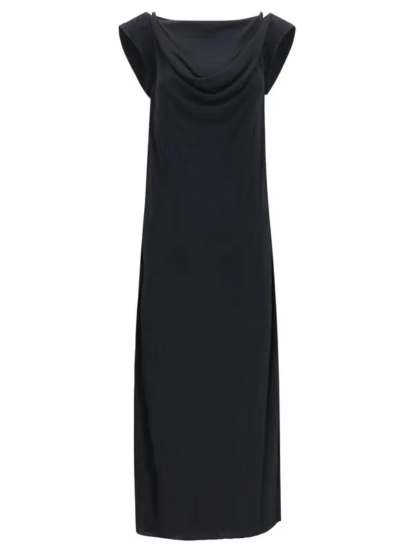 Bottega Veneta Viscose Crêpe Jersey Dress With Leather Straps - Black