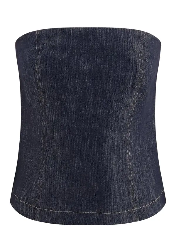 Brunello Cucinelli Denim Effect Twill Bandeau Top - Blue