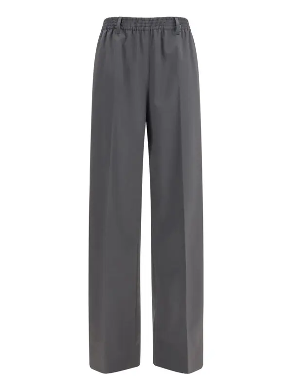Miu Miu Elasticated Straight Leg Wool Pants - Grey