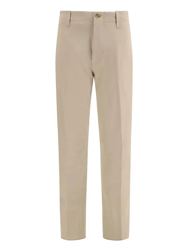 LARDINI Cotton Flat-front Tailored Trousers - Beige