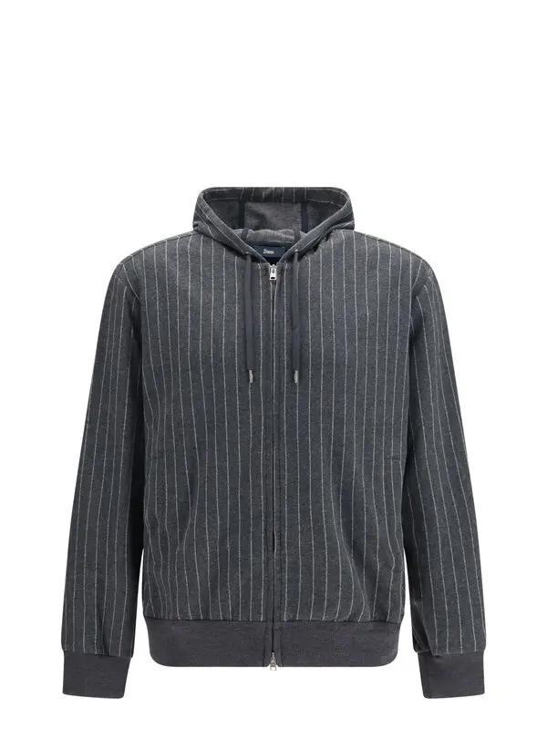 Herno Hooded Weathirt With Zip - Grey