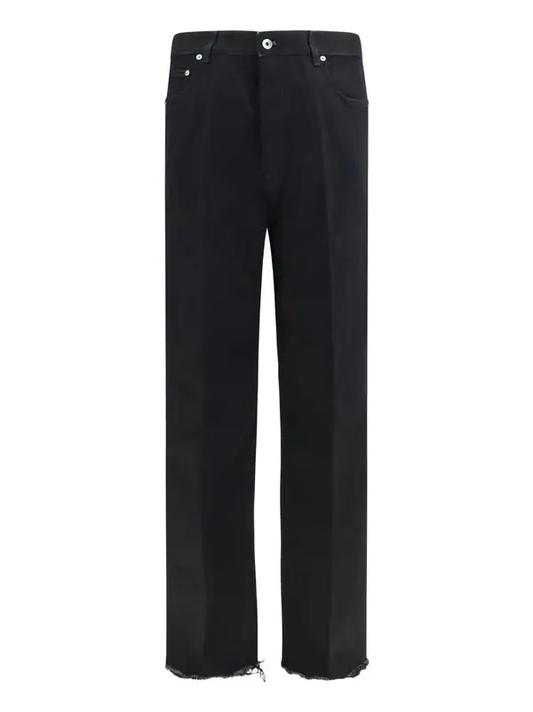 Rick Owens Cotton Jeans With Frayed Hem - Black