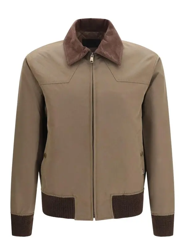 Prada Jacket With Corduroy Collar - Brown